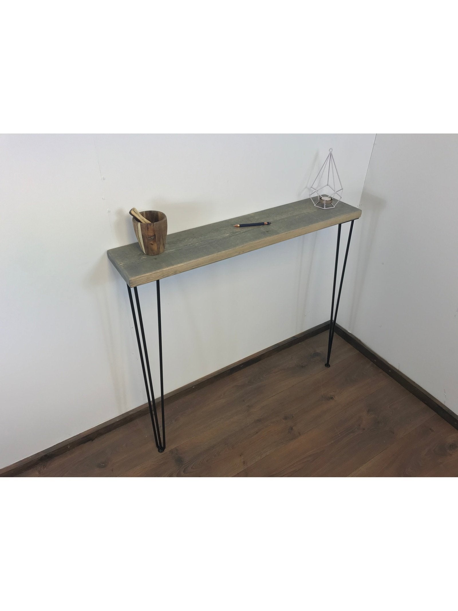 Rustic Console Table with Hairpin Legs, radiator shelf, Wooden Rustic ...